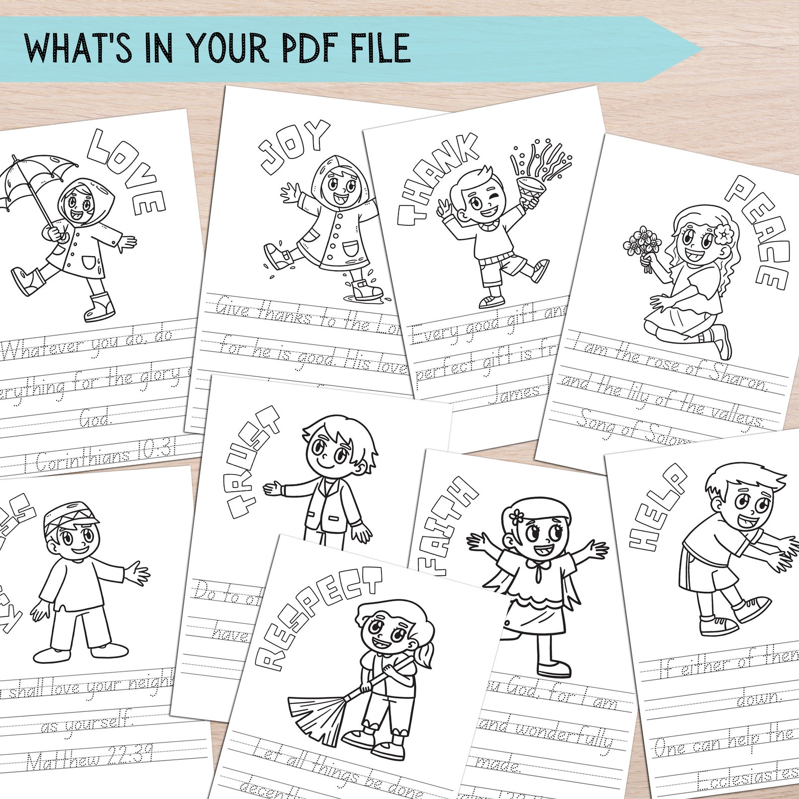 Bible Verse Tracing and Coloring Worksheets, Printable Kids Bible Verse ...