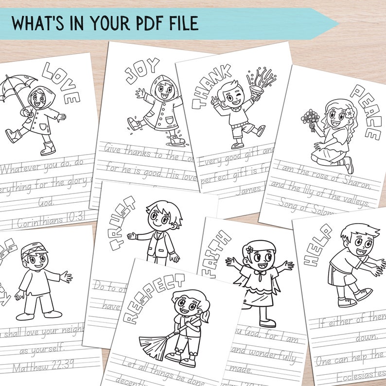 Bible Verse Tracing and Coloring Worksheets, Printable Kids Bible Verse ...