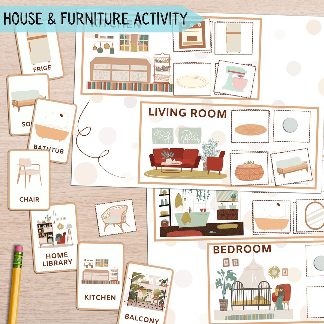 Montessori House & Furniture Flashcards: English Vocabulary Activity ...