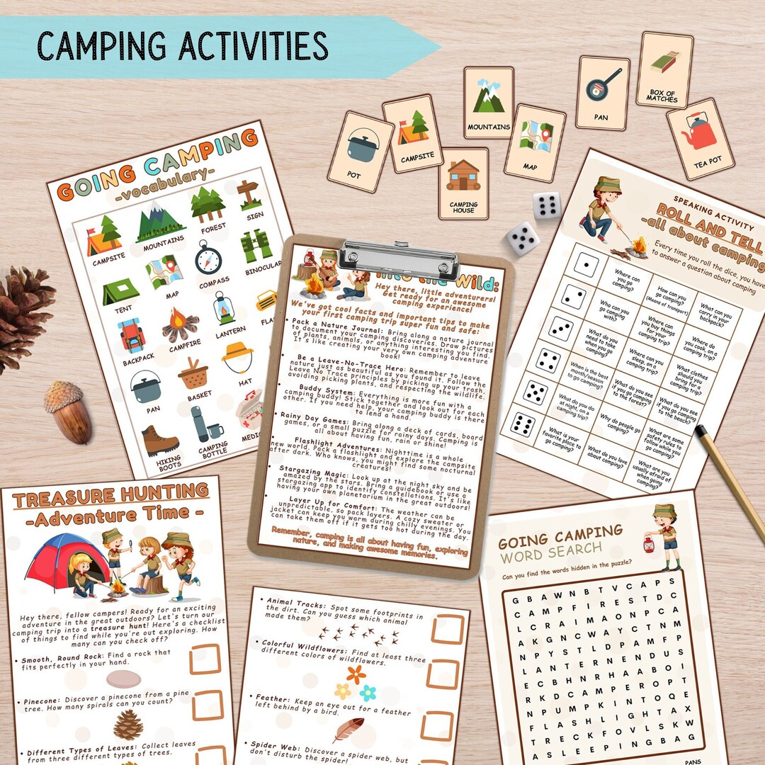 Camping Learning Binder for Kids, Scavenger Hunt Nature, Outdoor ...