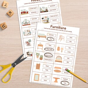 Montessori House & Furniture Flashcards: English Vocabulary Activity ...