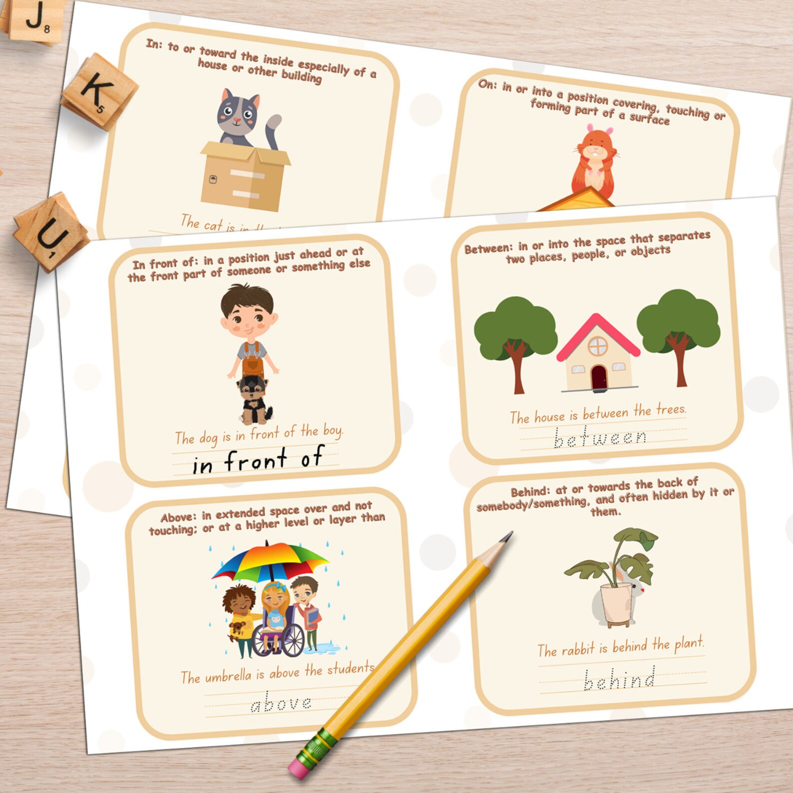Interactive Preposition Activity Prepositions Flashcards - Etsy