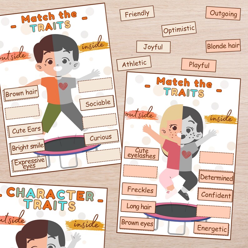 Physical & Character Traits Activity Flashcards Kids How to - Etsy