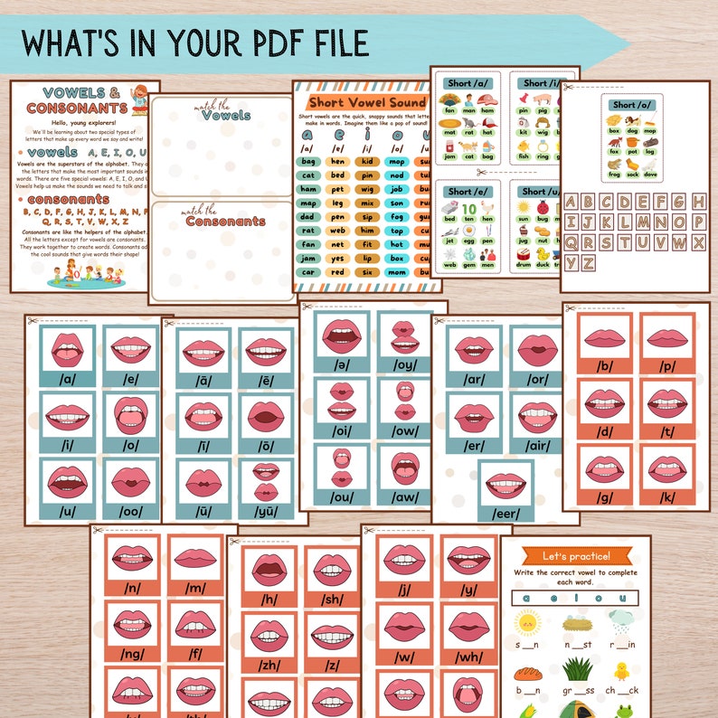 Vowels and Consonants Learning Kit Kids, Phonics Activity, Sound Walls ...