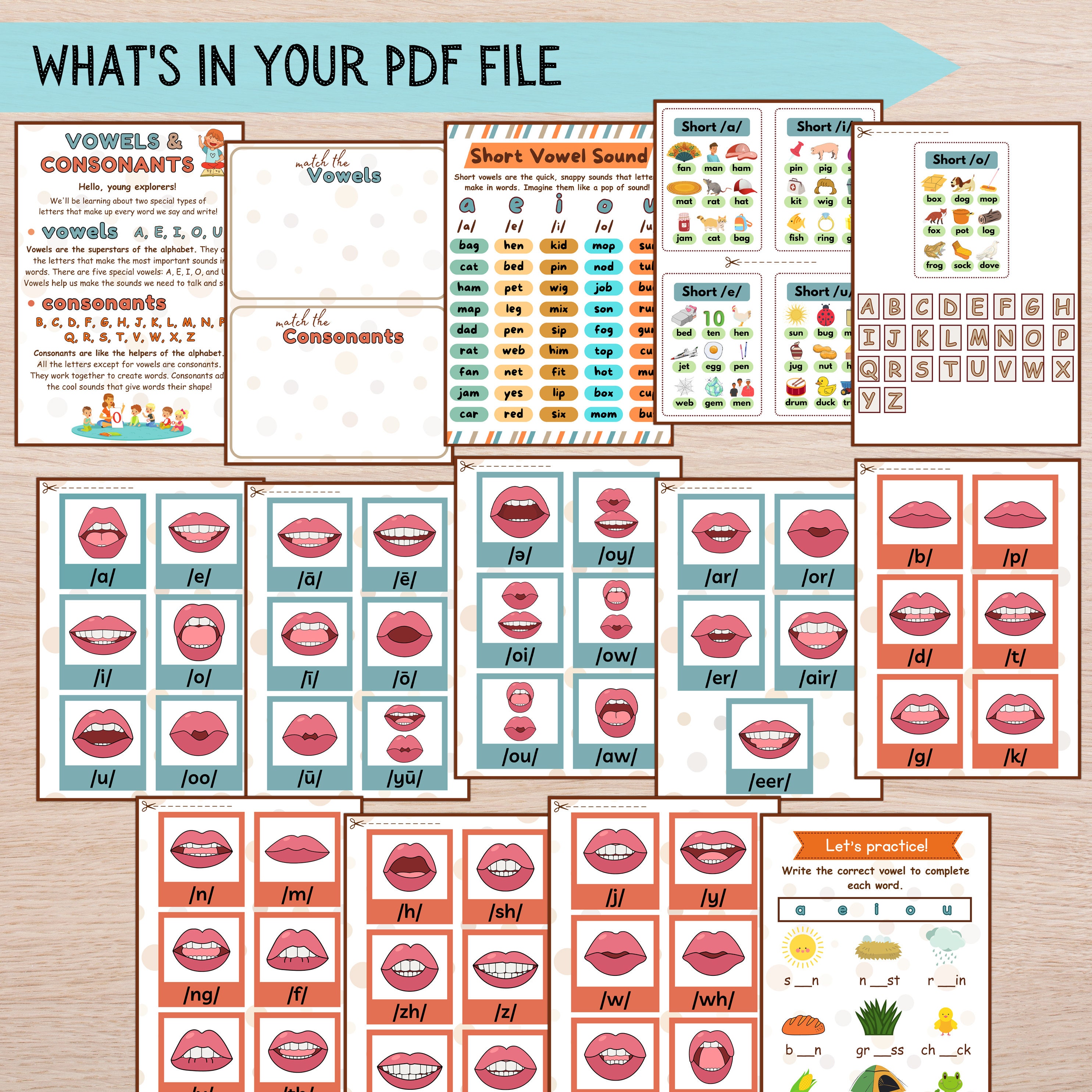 Vowels and Consonants Learning Kit Kids, Phonics Activity, Sound Walls ...