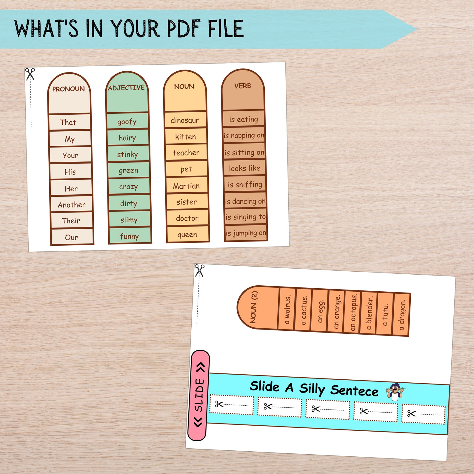 Silly Sentence Builder: Kids Grammar Game - Montessori Homeschool (PDF ...