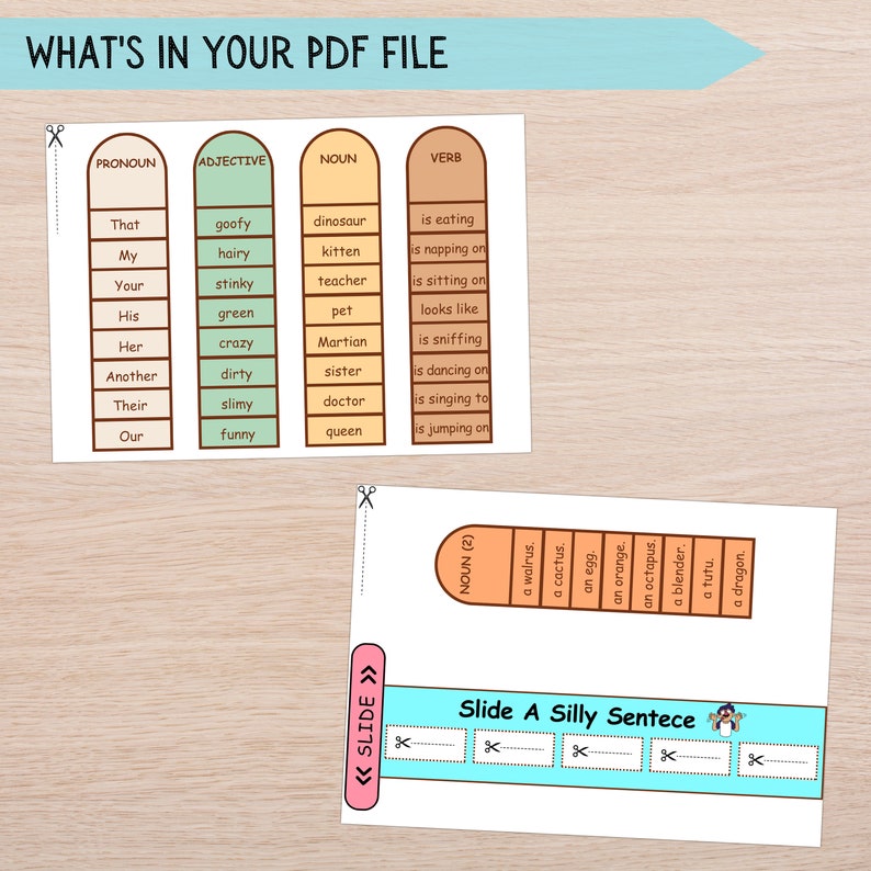 Silly Sentence Builder: Kids Grammar Game - Montessori Homeschool (PDF ...