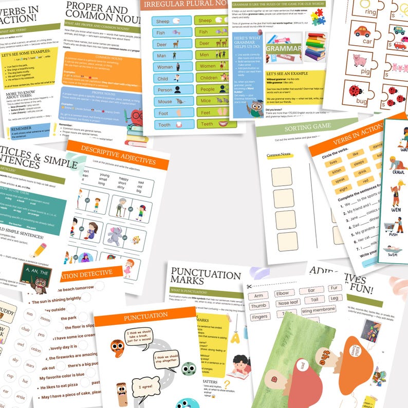 Grammar Adventure Unit Study | Early English Grammar Printables for ...