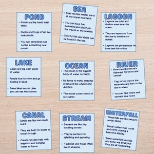 Bodies of Water Learning Kit: Flashcards & Matching Game (PDF Download ...