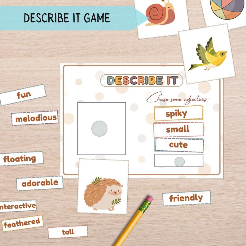 Adjective Kids Activity Page, Describe It, Parts of Speech, Interactive ...
