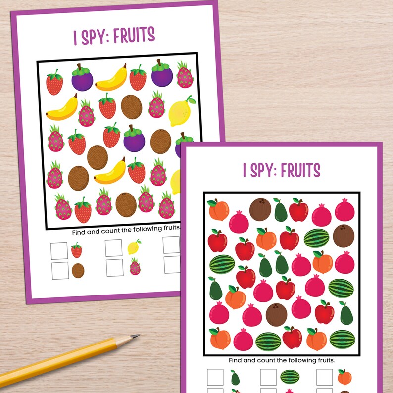 Fruits Printable Busy Book, Coloring Pages & Learning Binder for Kids ...