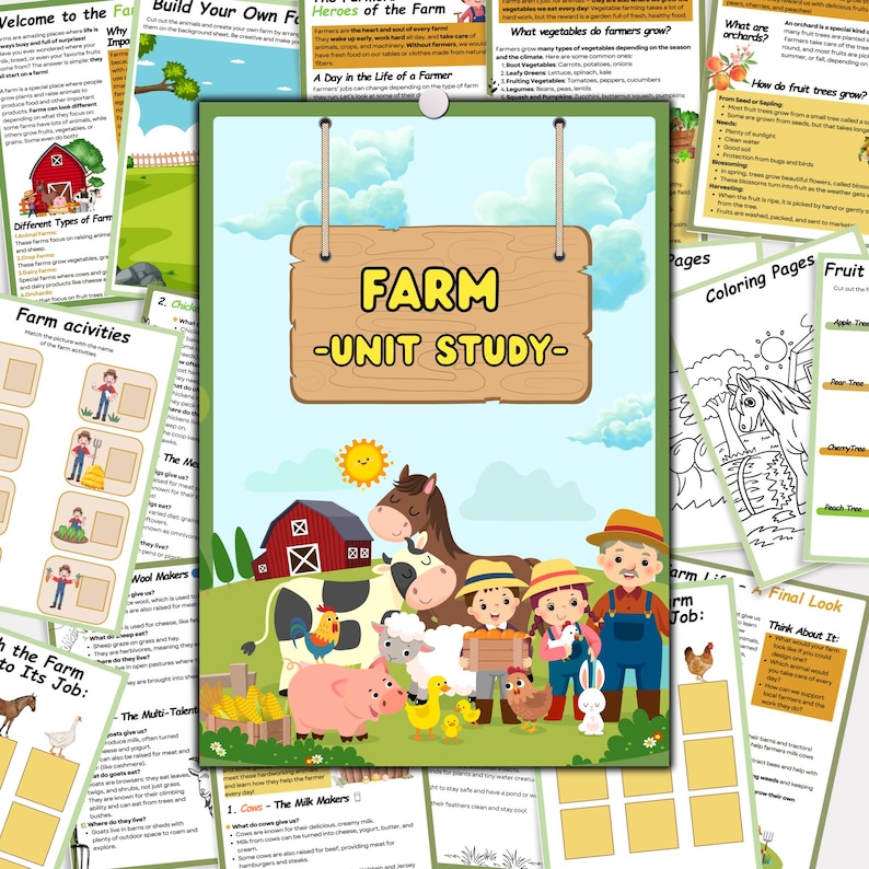 Farm Unit Study Printable for Kids | Farm Animals Activities ...
