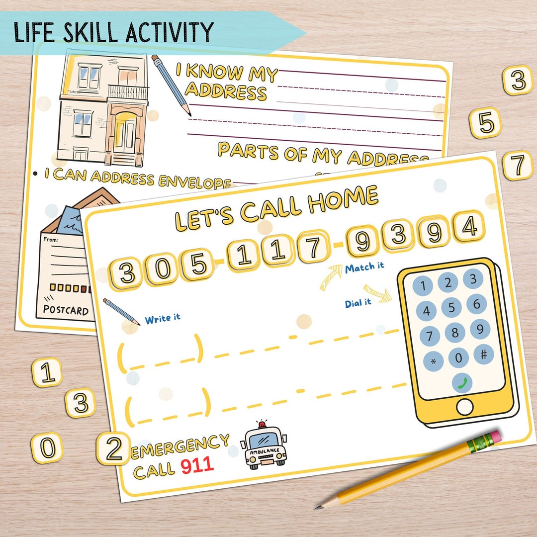 Life Skill Activity, Phone Number and Address Learning for Kids ...