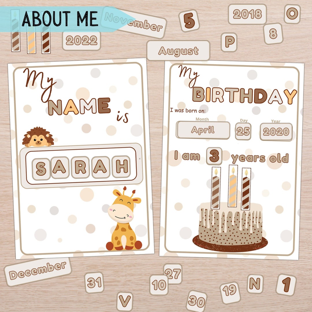 My Birthday Busy Book Page, Learn Age & Birth Date Activity, ABOUT ME ...