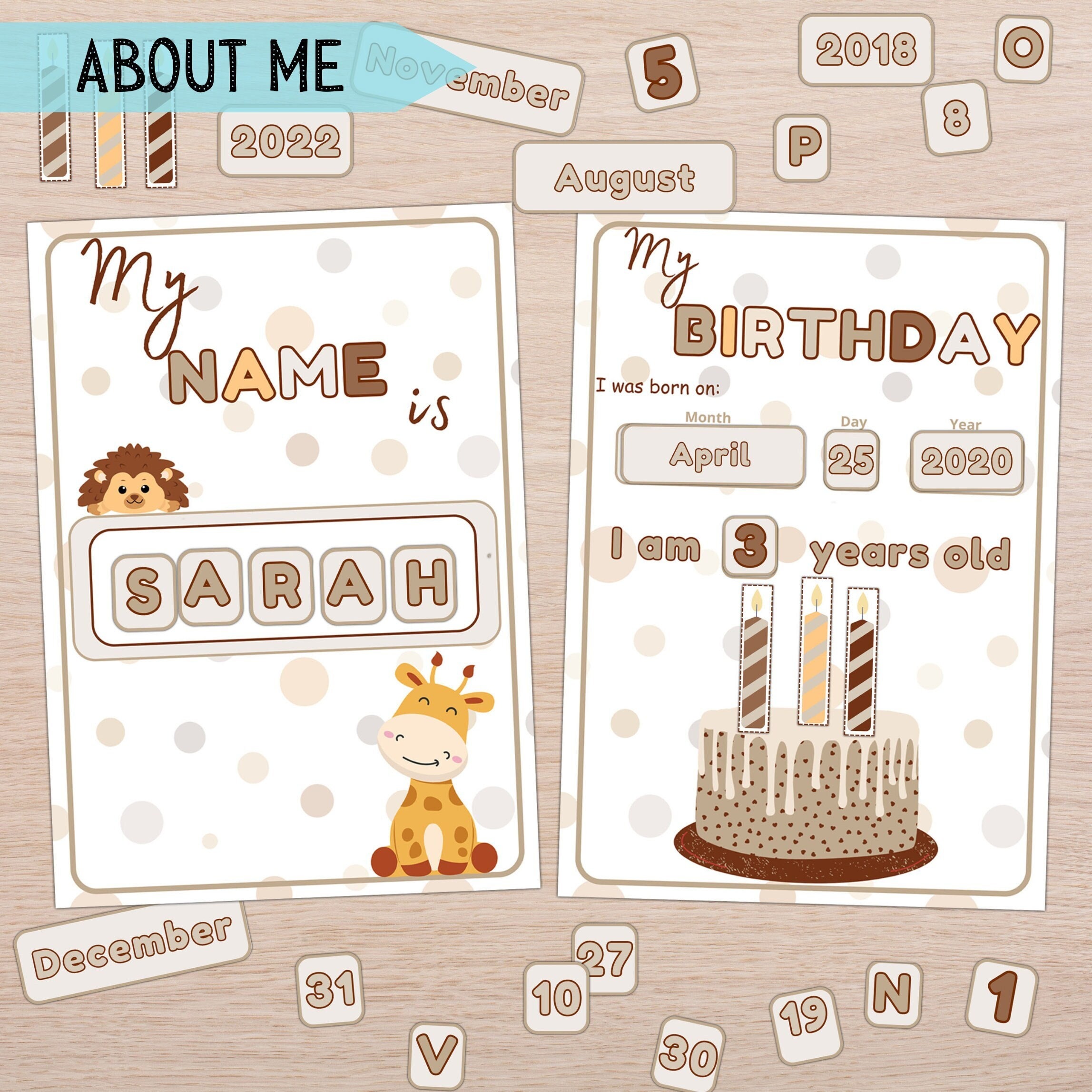 My Birthday Busy Book Page, Learn Age & Birth Date Activity, ABOUT ME ...
