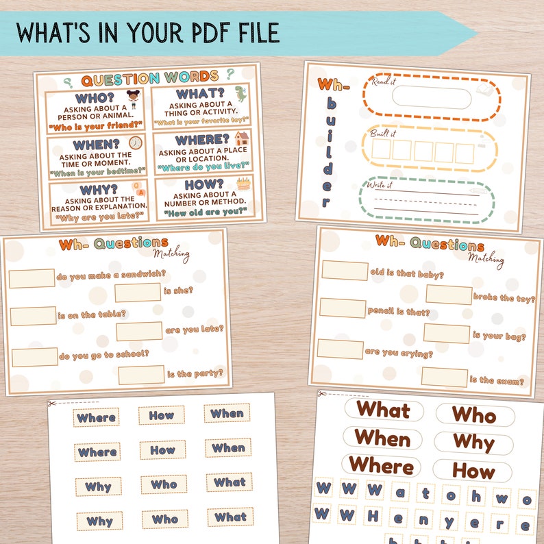 WH Question Words Activity: Grammar Exercises, Homeschool (PDF Download ...