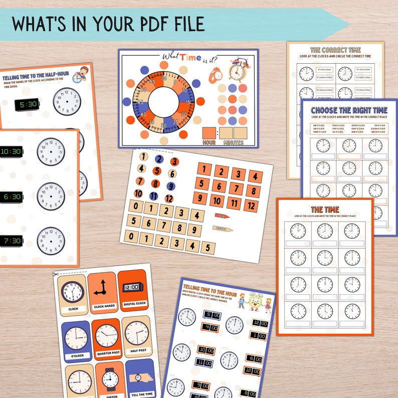 Learn to Tell Time Activity, Flashcards and Worksheets for Kids, Life ...