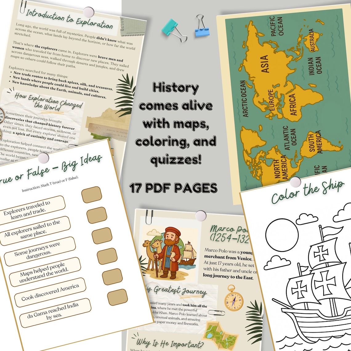 Age of Exploration Unit Study | Discover Famous Explorers | Printable ...