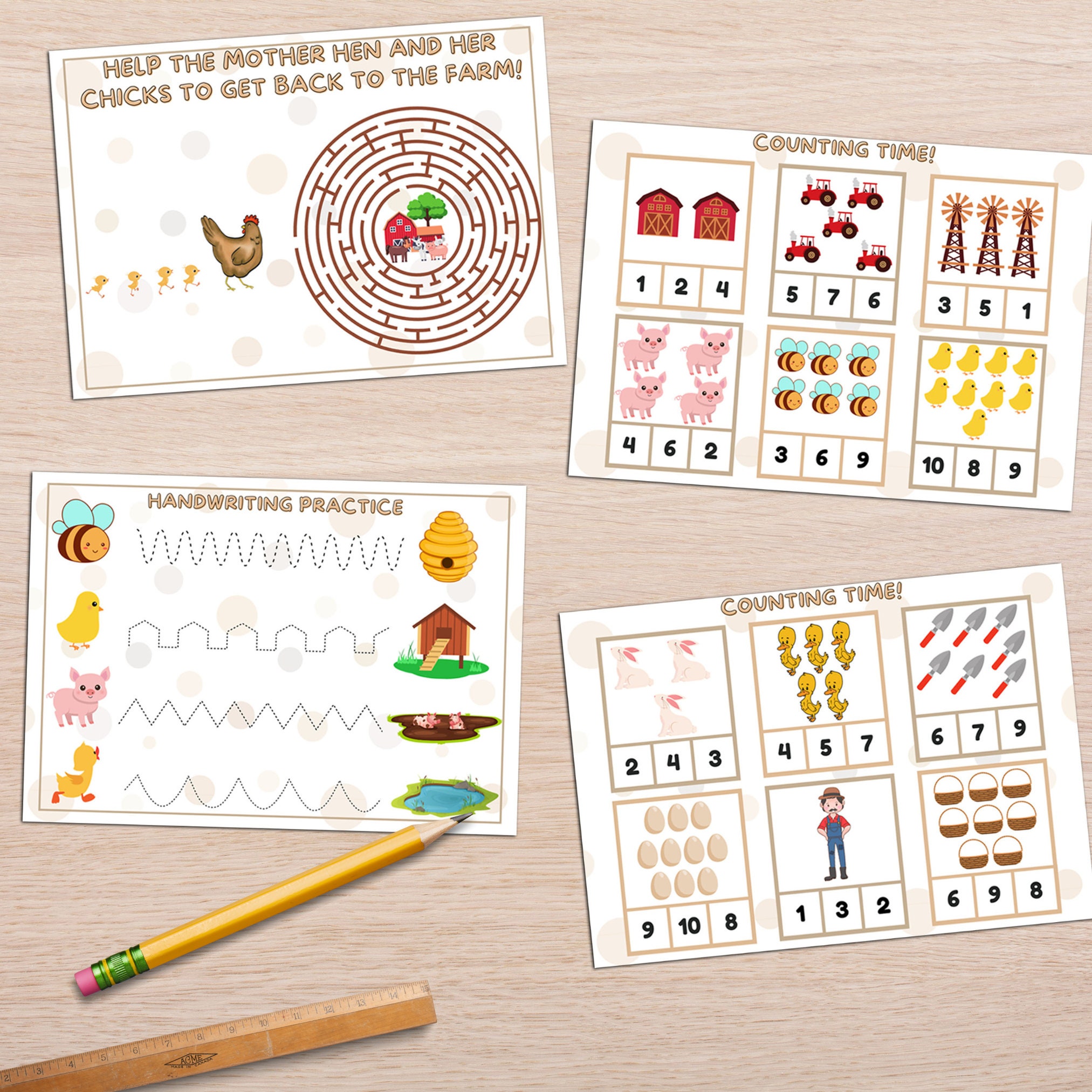 Farm Animals Busy Book, Farm Life Learning Binder, Toddler Animal ...