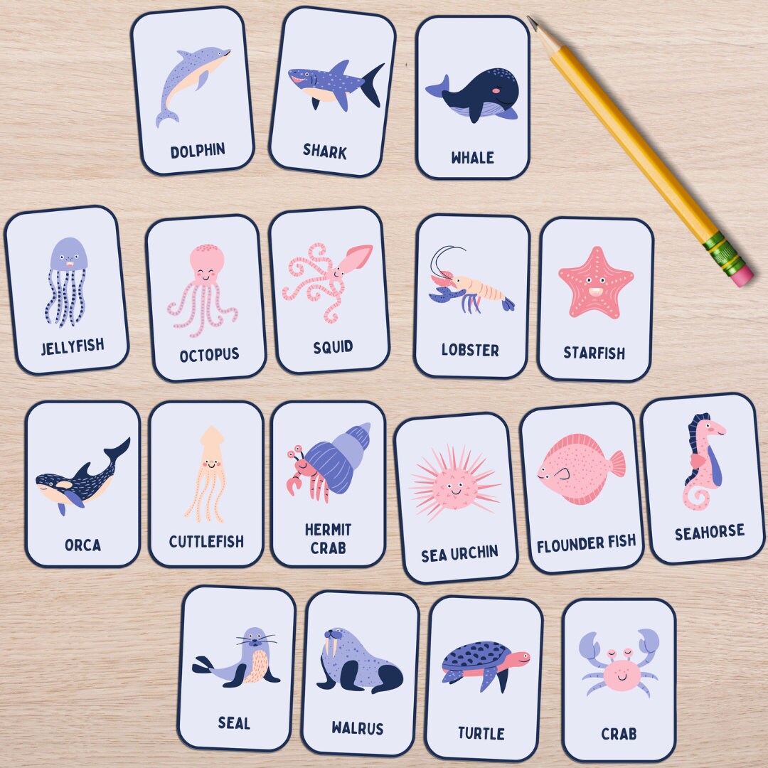 Ocean Animals Activity & Flashcards, Under the Sea Worksheets for Kids ...