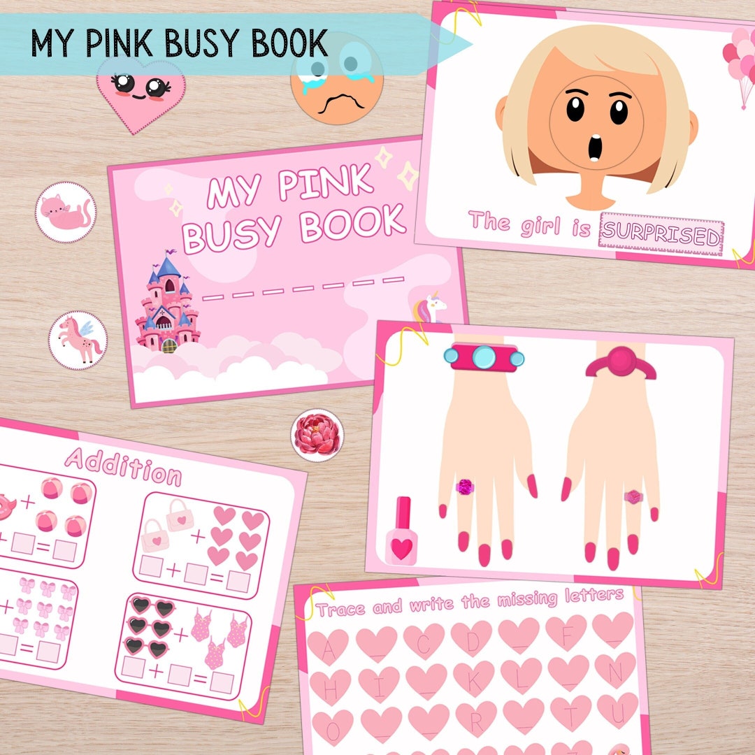 Pink Busy Book for Girls, Pink Girly Barbi Activities, Toddler Pre-k ...