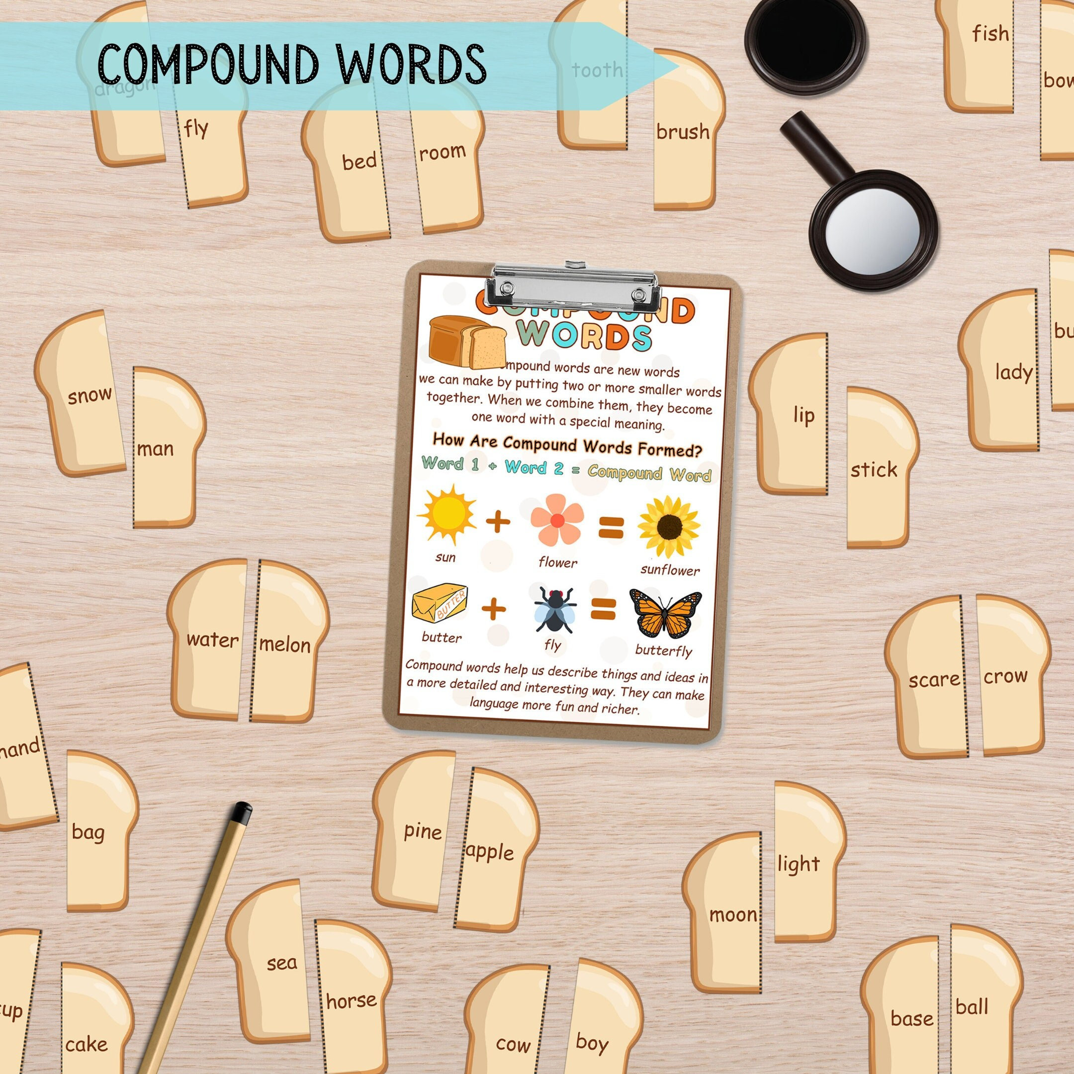 Compound Words Activity Lesson for Kids Early Grammar - Etsy