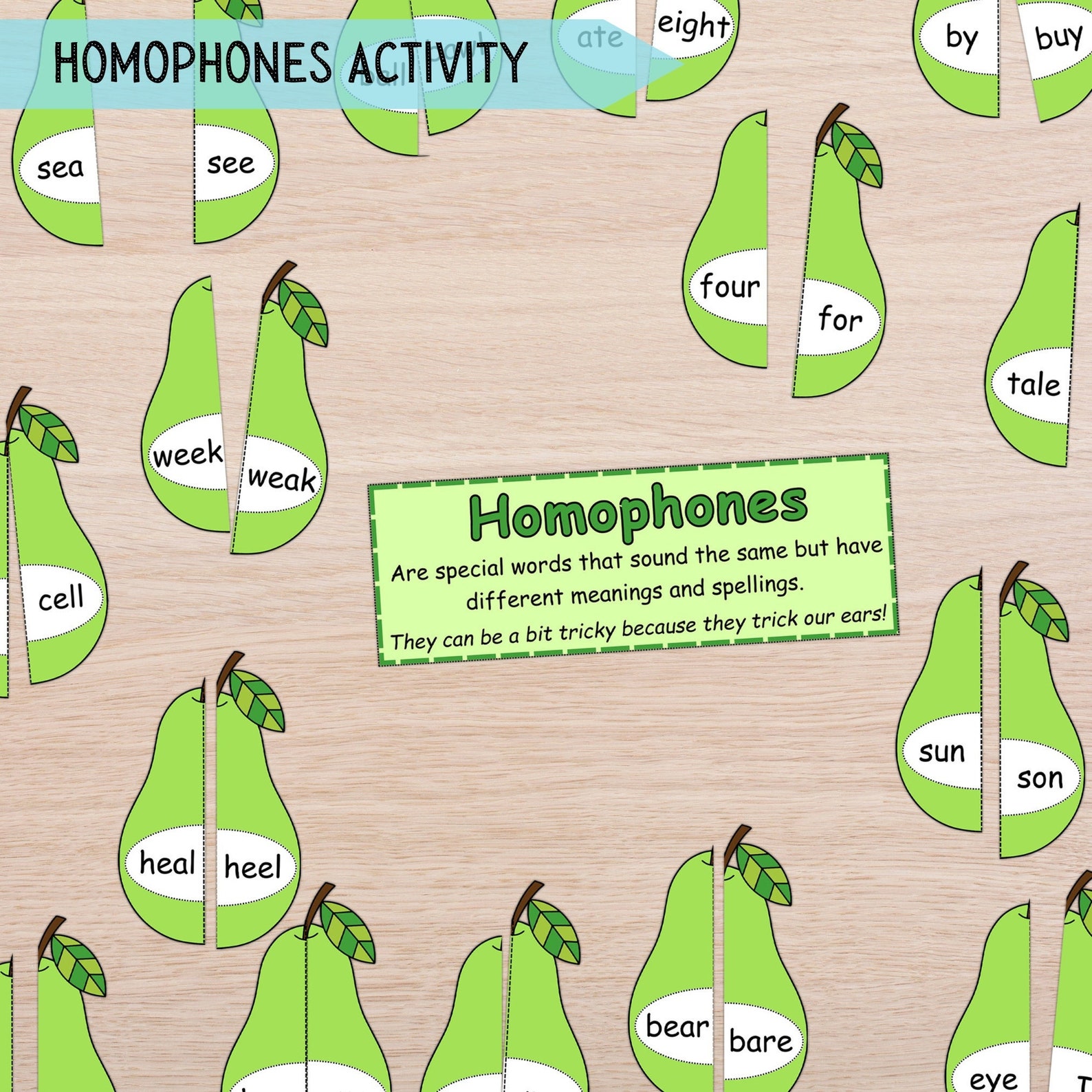 Homophones Matching Activity for Kids, Early Reading & Writing ...