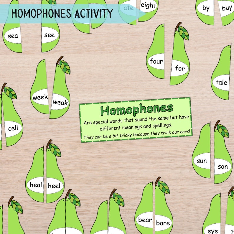 Homophones Matching Activity for Kids, Early Reading & Writing ...