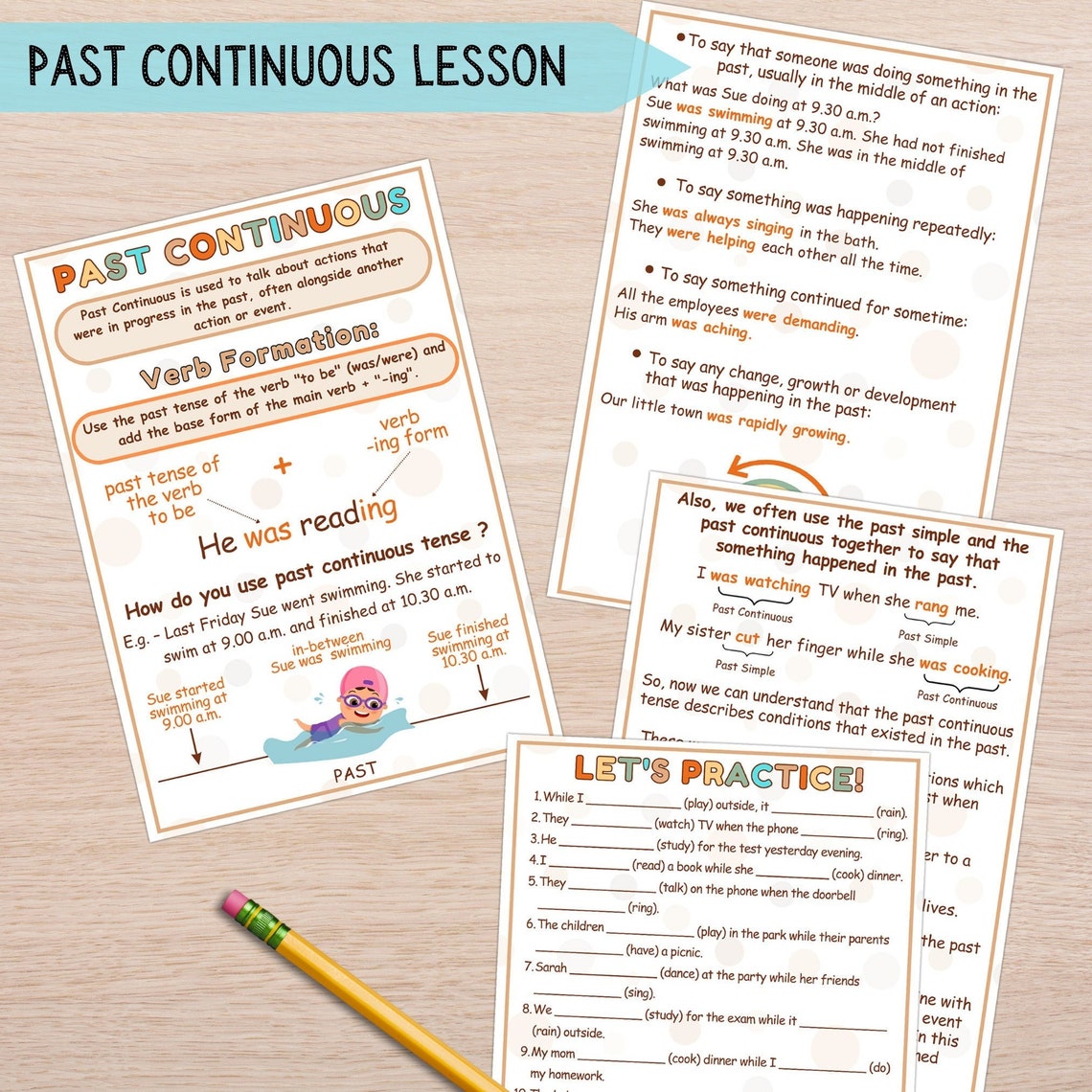 Past Continuous Lesson & Worksheets for Kids Learning Ing - Etsy