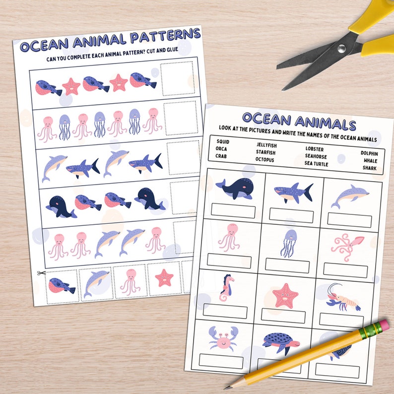Ocean Animals Activity & Flashcards, Under the Sea Worksheets for Kids ...