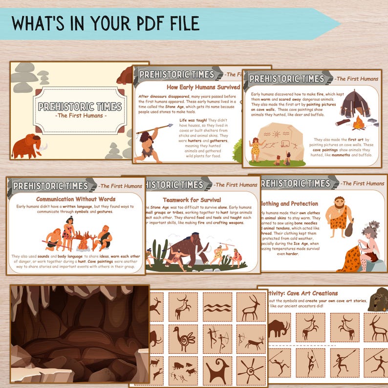 Stone Age Activity Sheets: Prehistoric History Lesson (printable PDF ...
