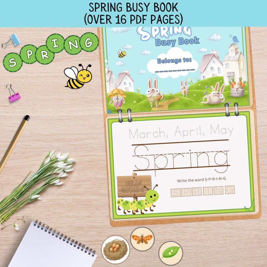 Spring Busy Book: Printable Learning Binder for Preschool Kids (PDF ...