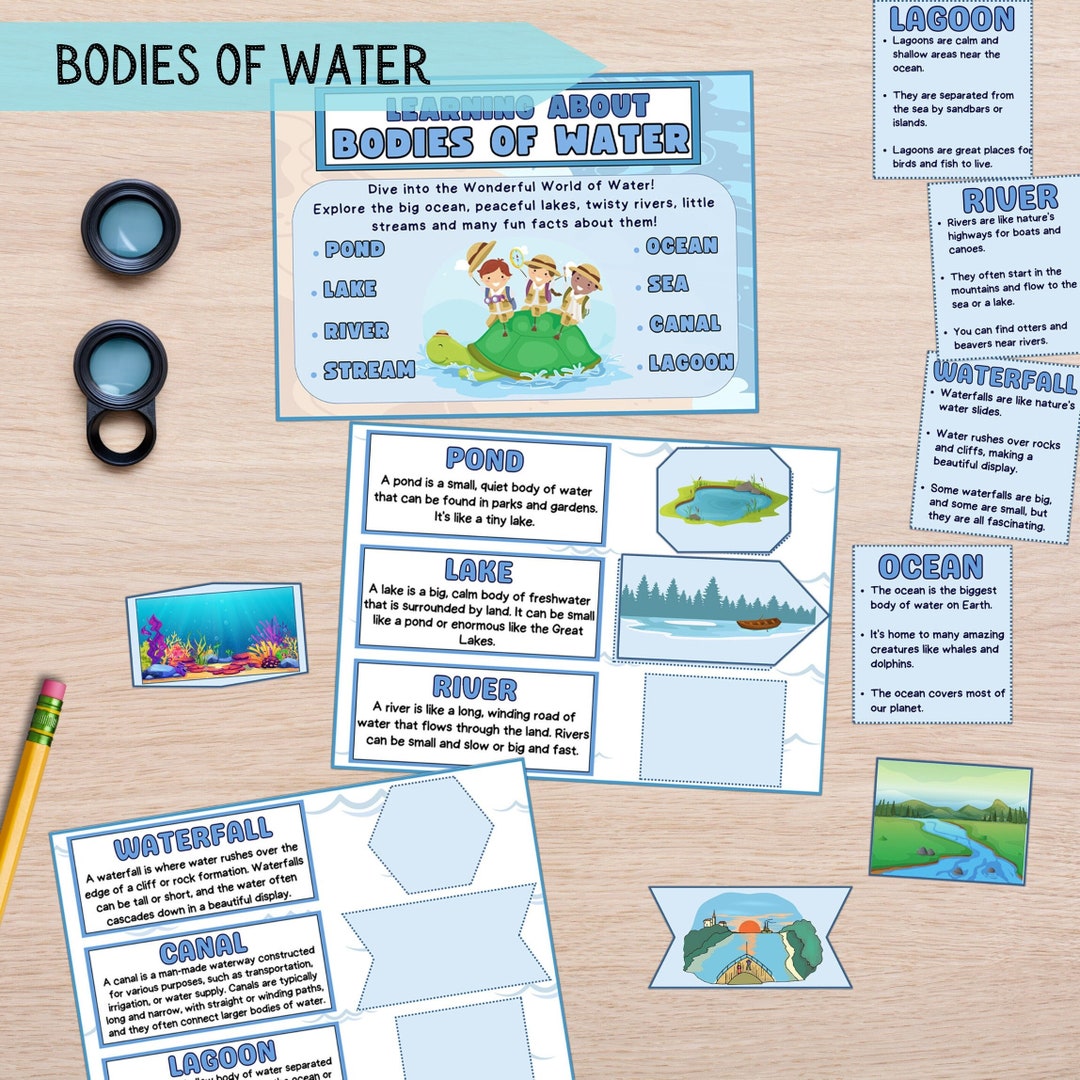 Bodies of Water Activity Lesson & Flashcards, Printable Nature Study ...