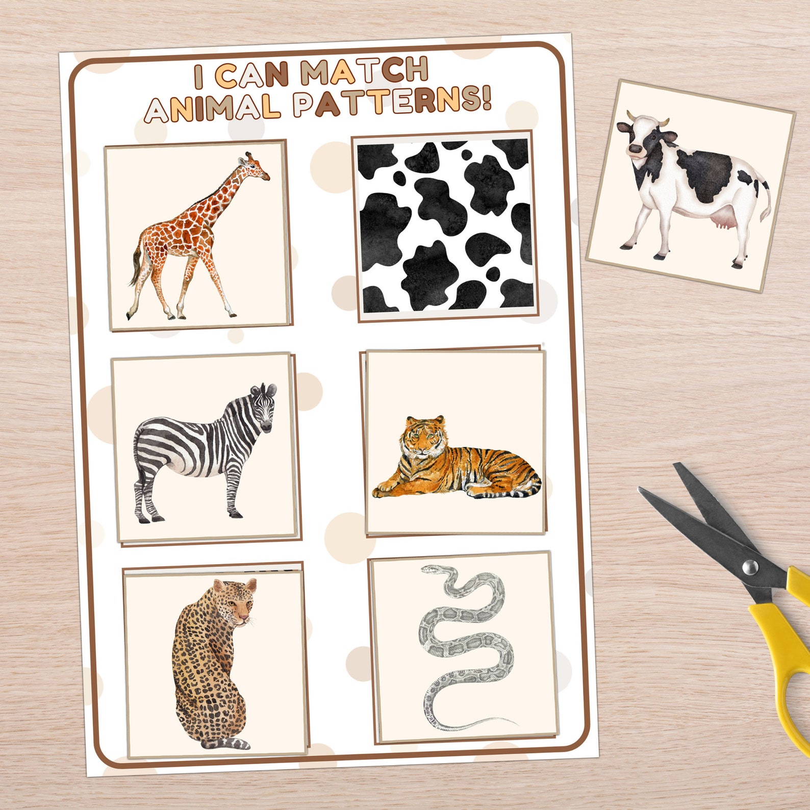 Animal Pattern Matching, Busy Book Activity Page Toddler, Animals Unit ...
