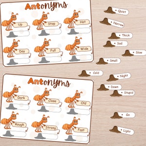 Antonyms Activity Printable Lesson for Kids, Learning English, Word ...
