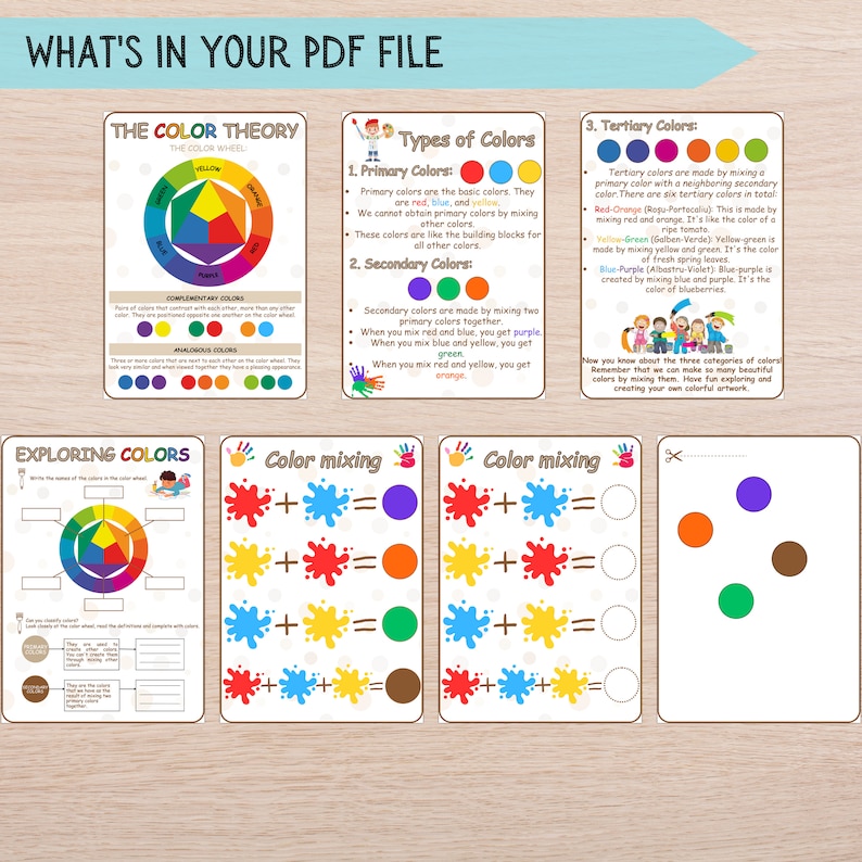 Color Theory Kids Bundle Printable Lesson, Color Wheel Primary ...