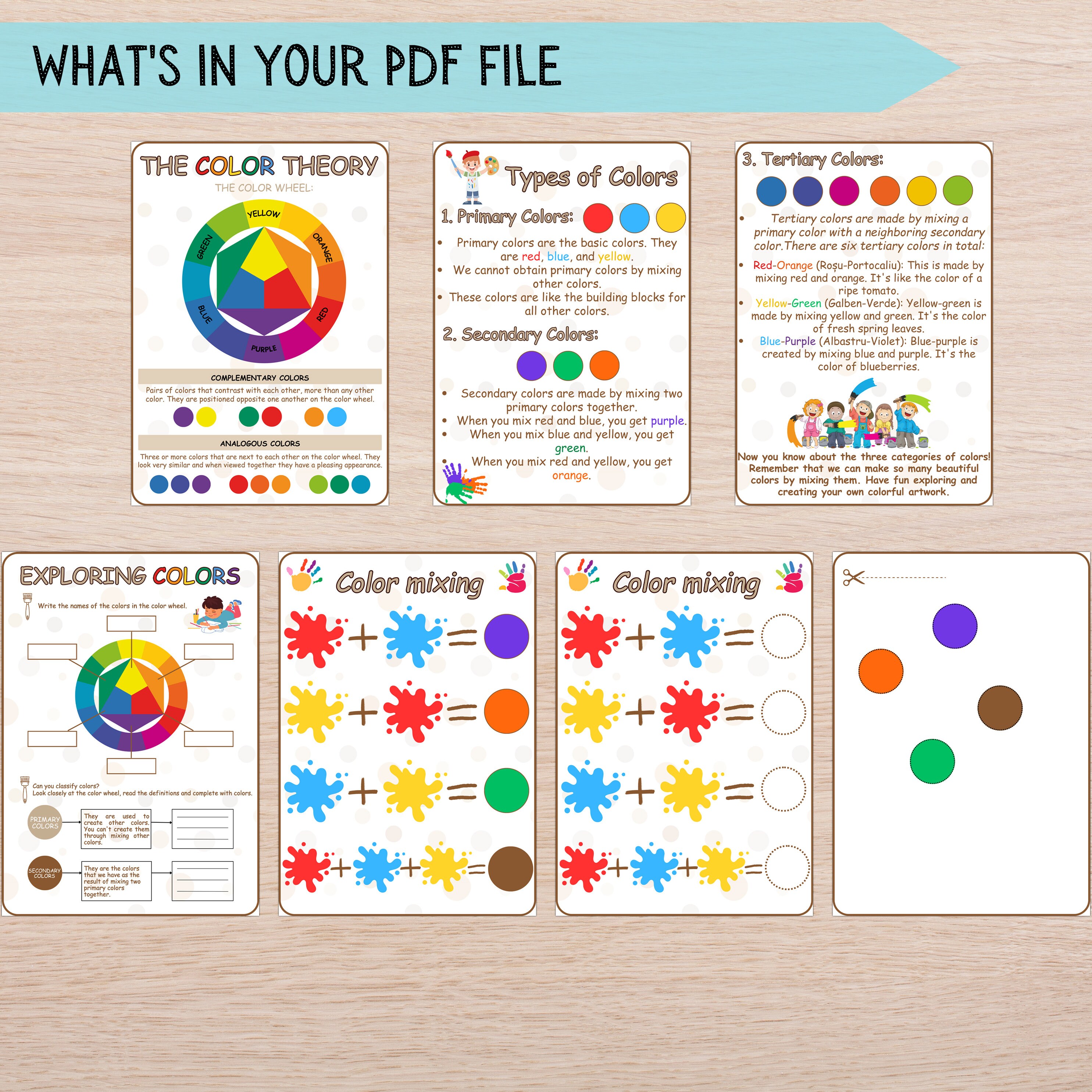 Color Theory Kids Bundle Printable Lesson, Color Wheel Primary ...