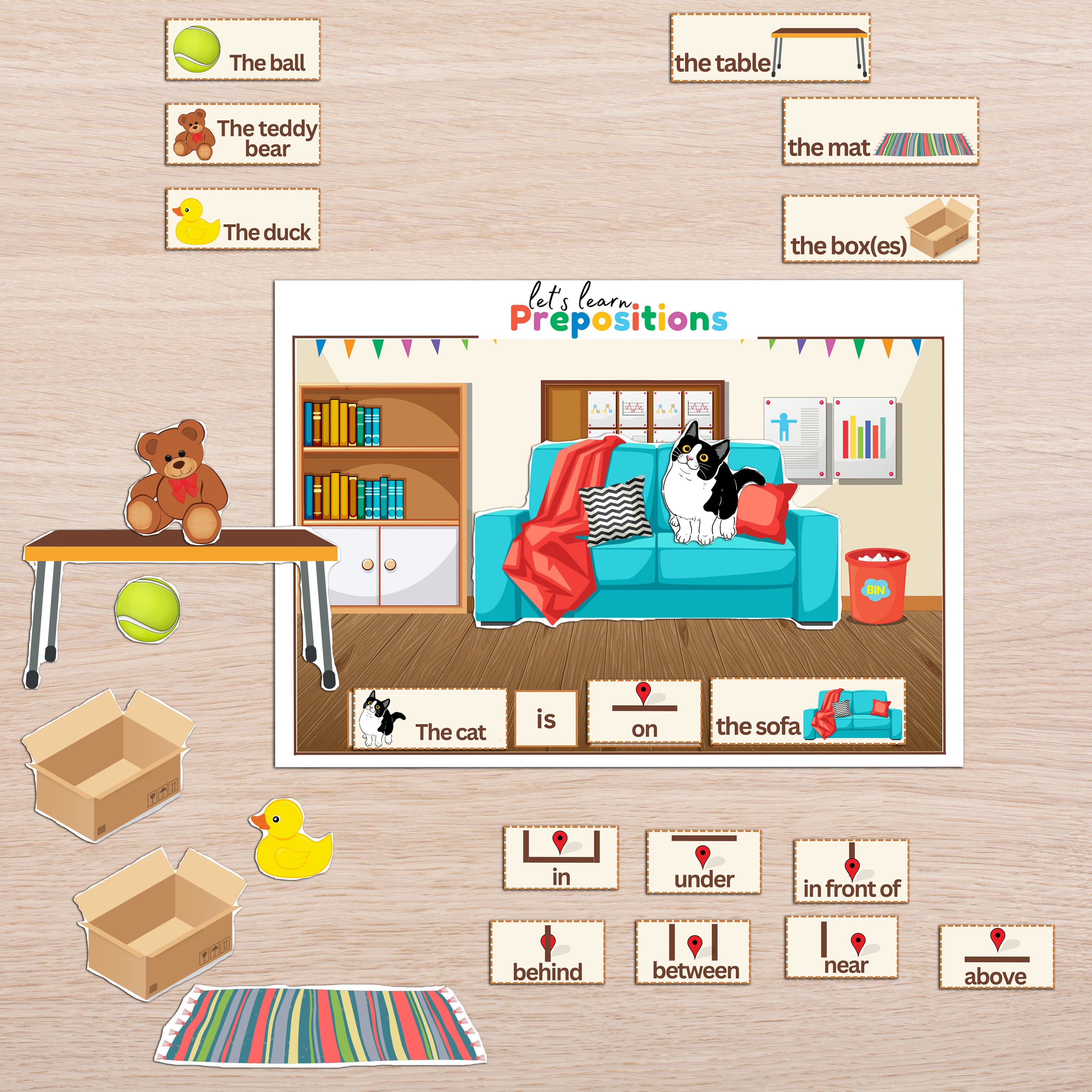 Interactive Preposition Activity: Montessori Grammar Flashcards ...