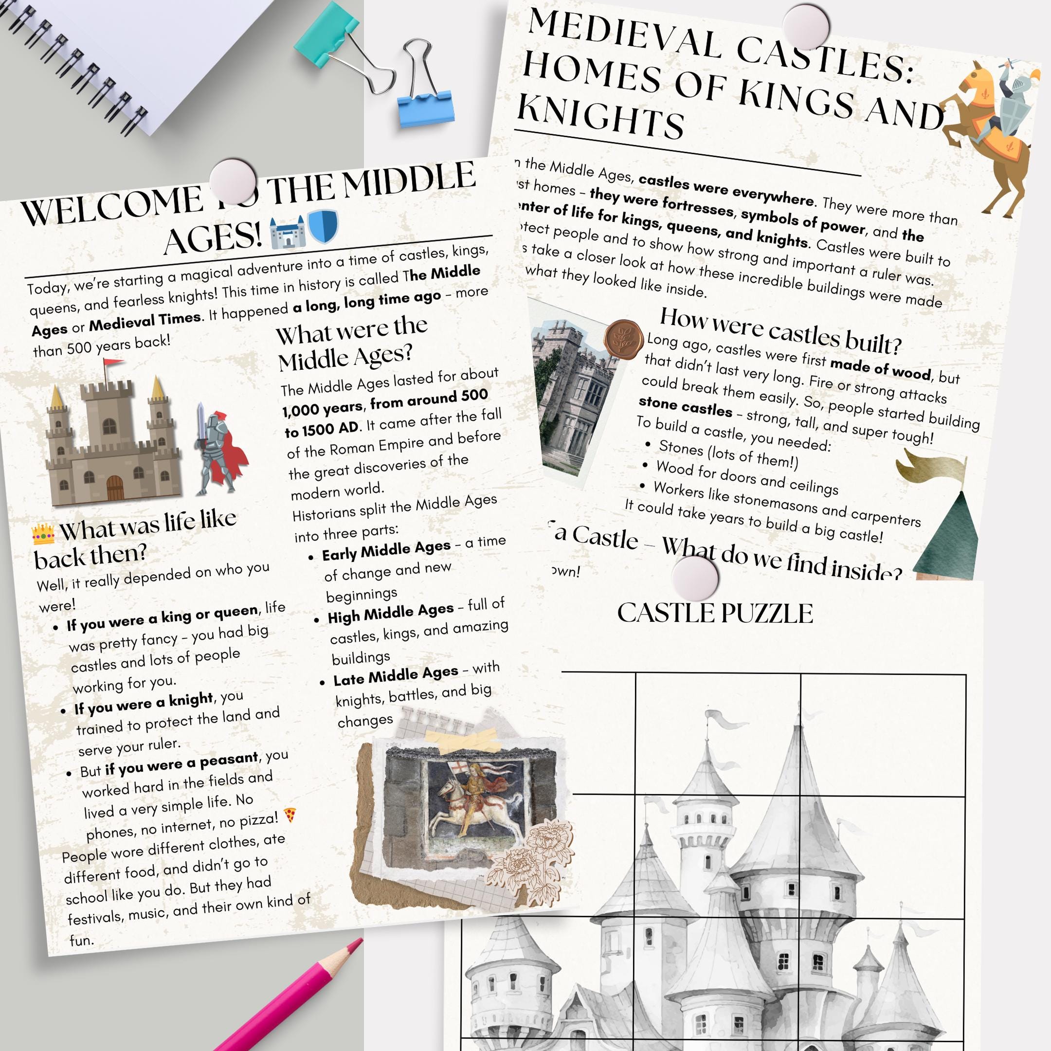 Middle Ages Unit Study for Kids | Printable History Lessons, History ...