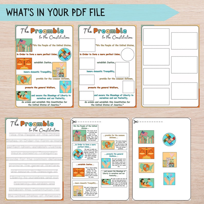 Constitution Preamble Kids Activity: Homeschool Civics Lesson (PDF ...
