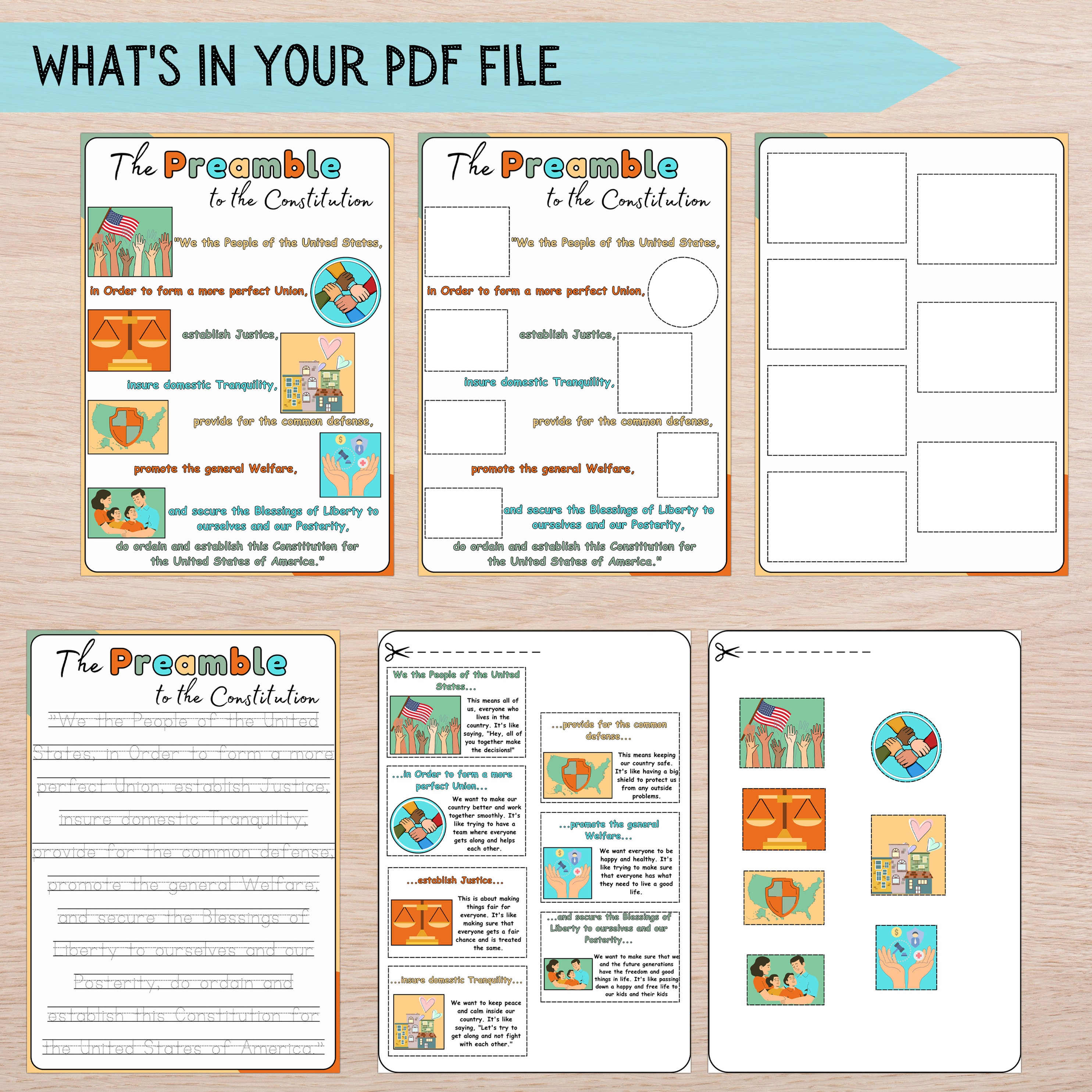 Constitution Kids Activity Lesson, We the People the Preamble to the ...