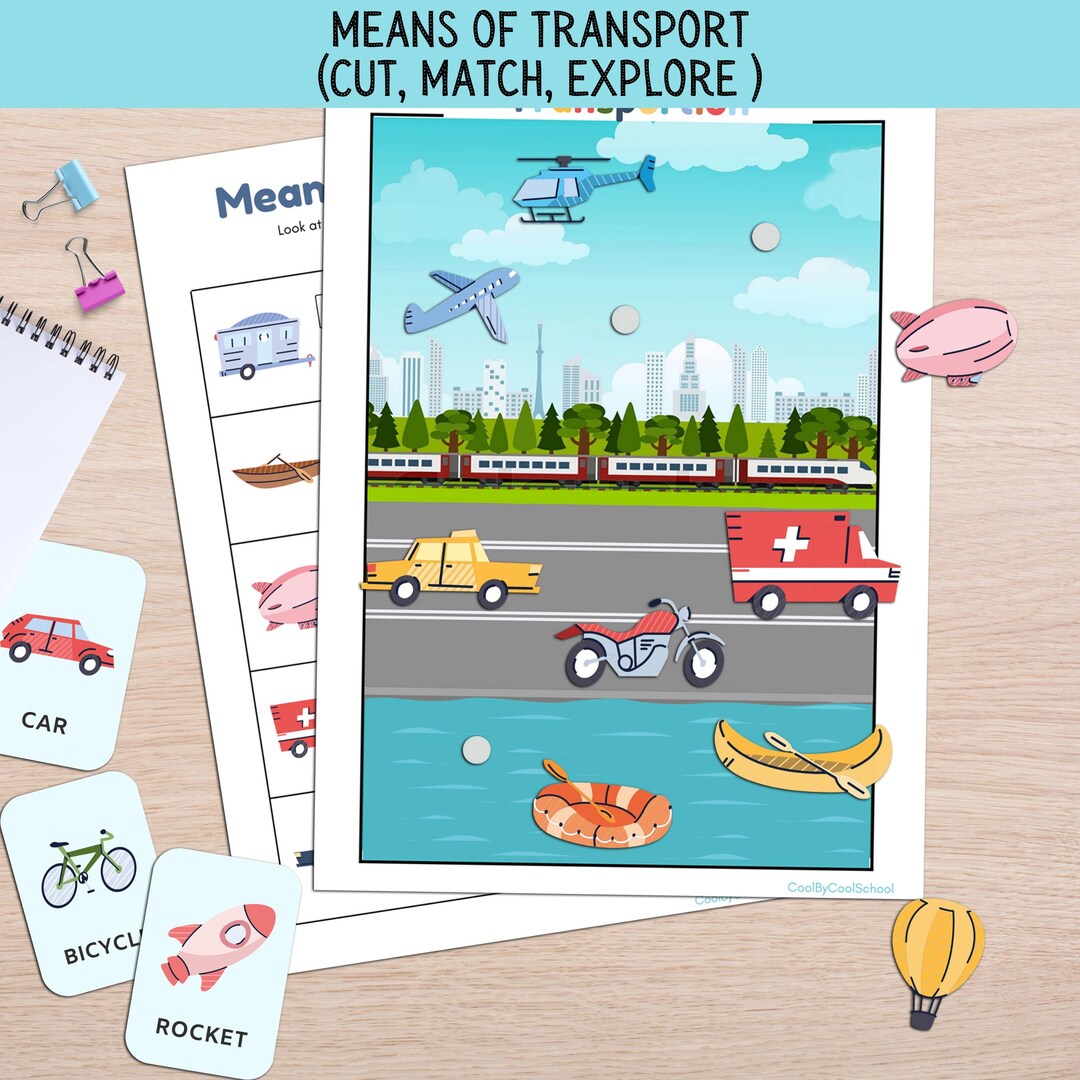 Transportation Flashcards & Worksheets: Toddler Learning Activity (PDF ...