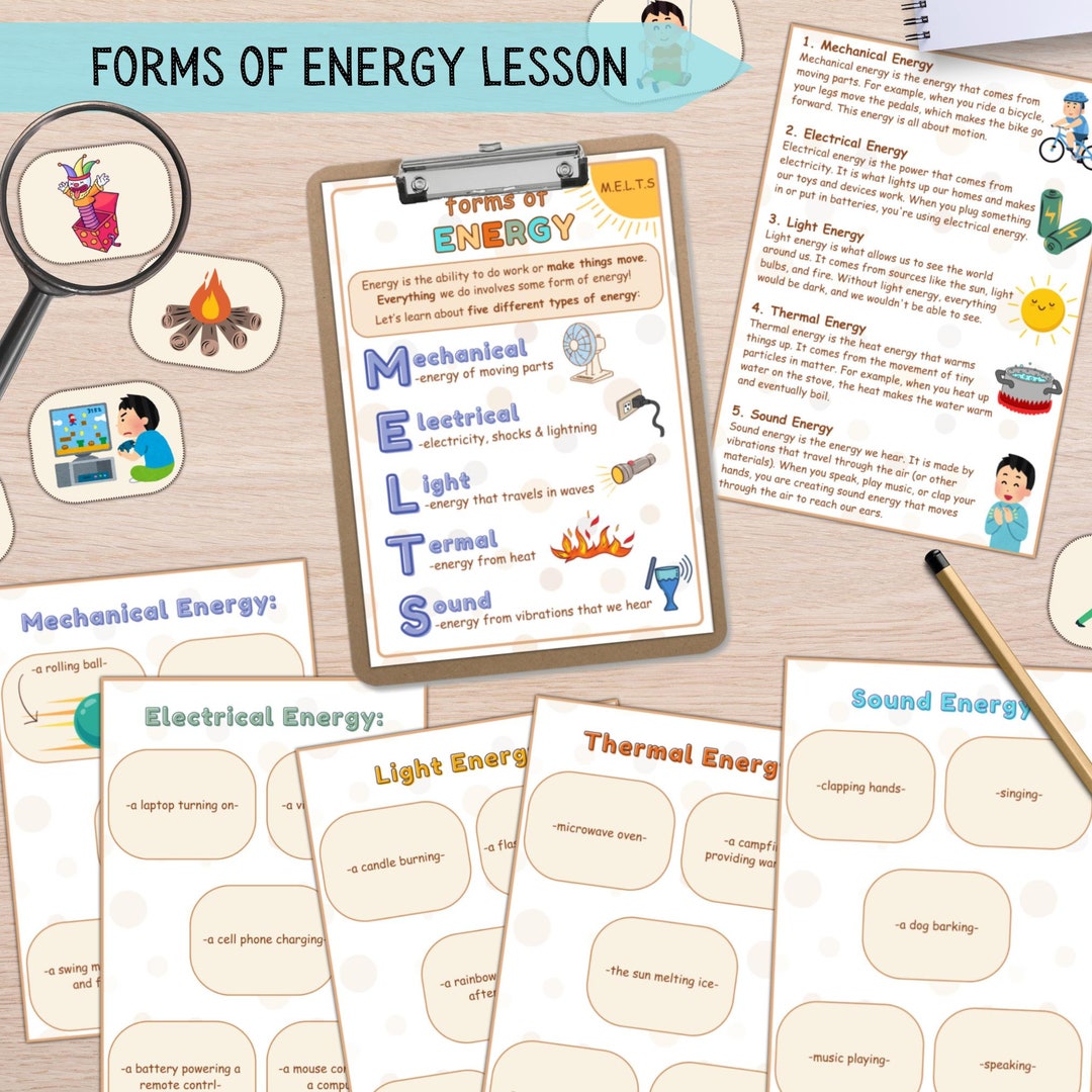 Forms of Energy Sorting Activity, Science Lesson for Kids, Montessori ...