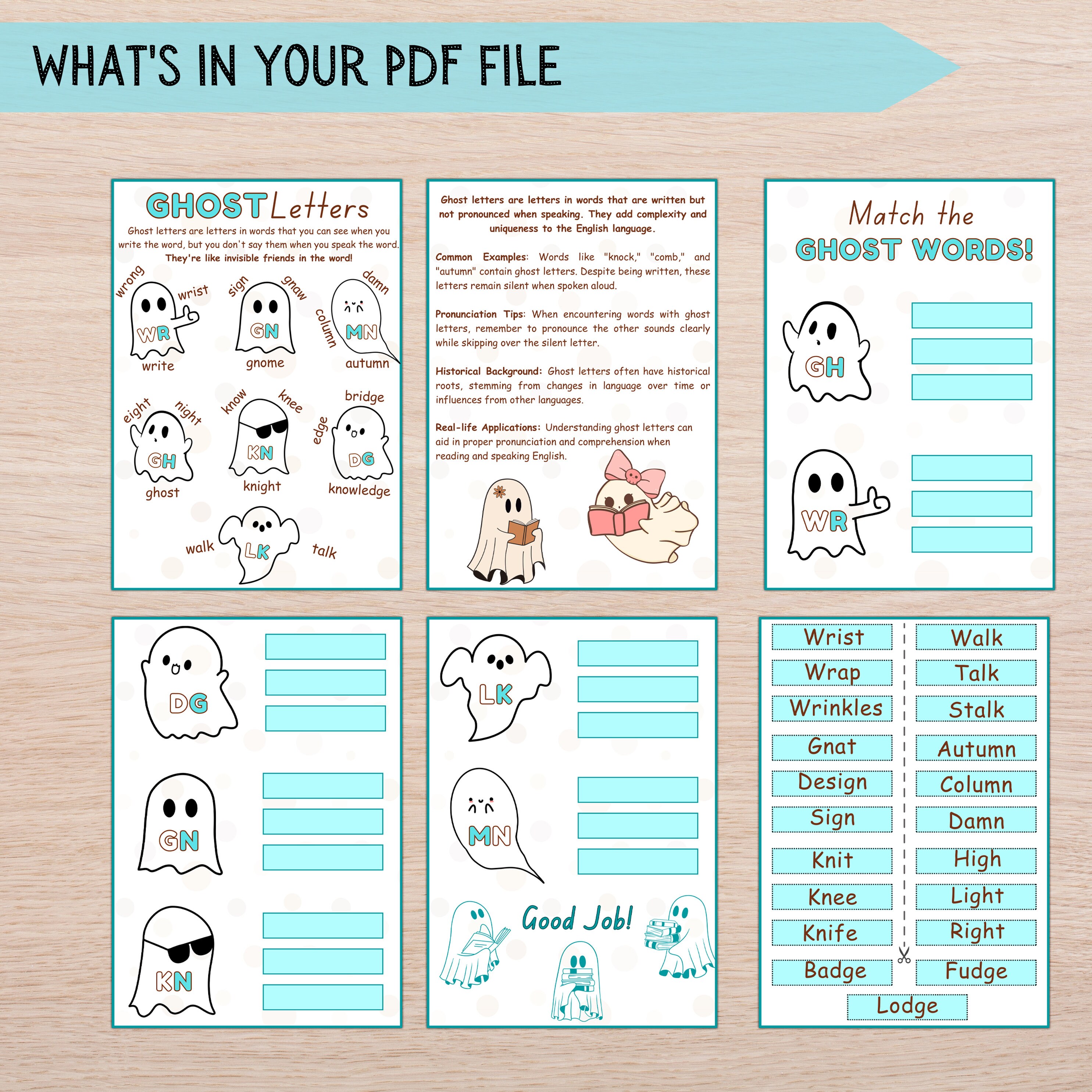 Ghost Letters Activity Lesson Kids, Phonics English Language, Silent ...