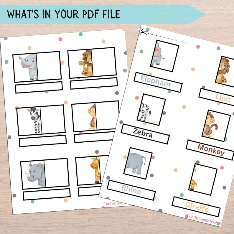 Printable Wild Animals Worksheets, Montessori Animal Activity, Learning ...