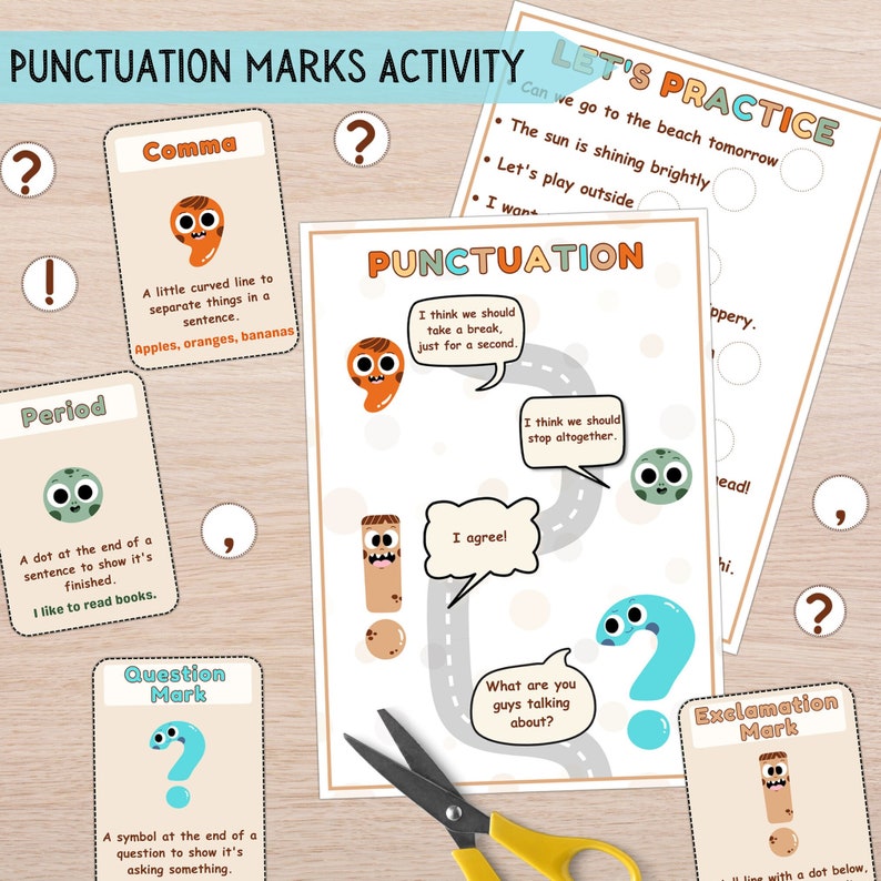 Punctuation Marks Activity Worksheets Kid Early Grammar - Etsy