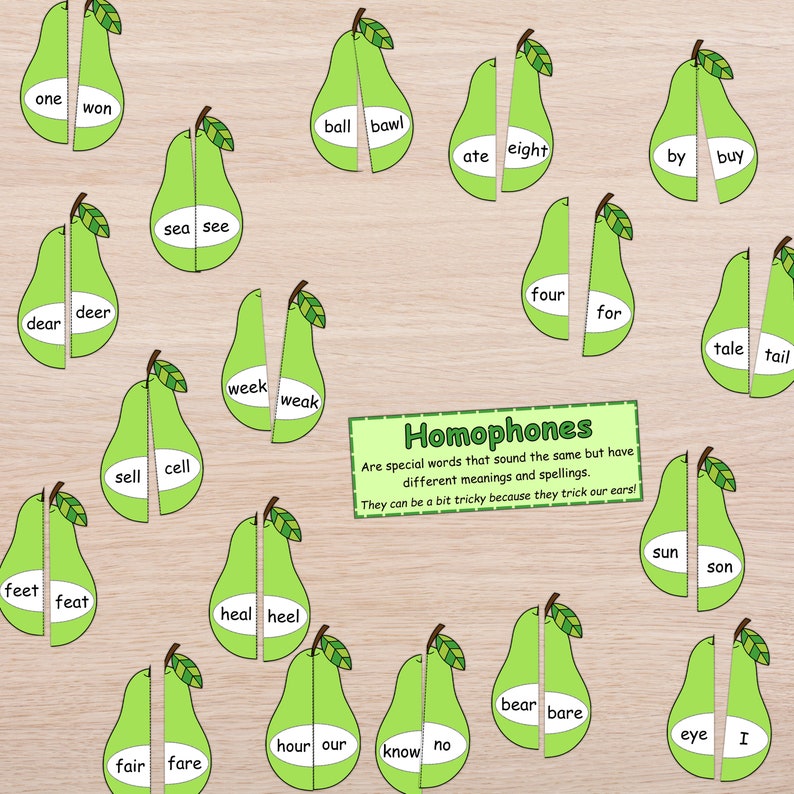 Homophones Matching Activity for Kids, Early Reading & Writing ...