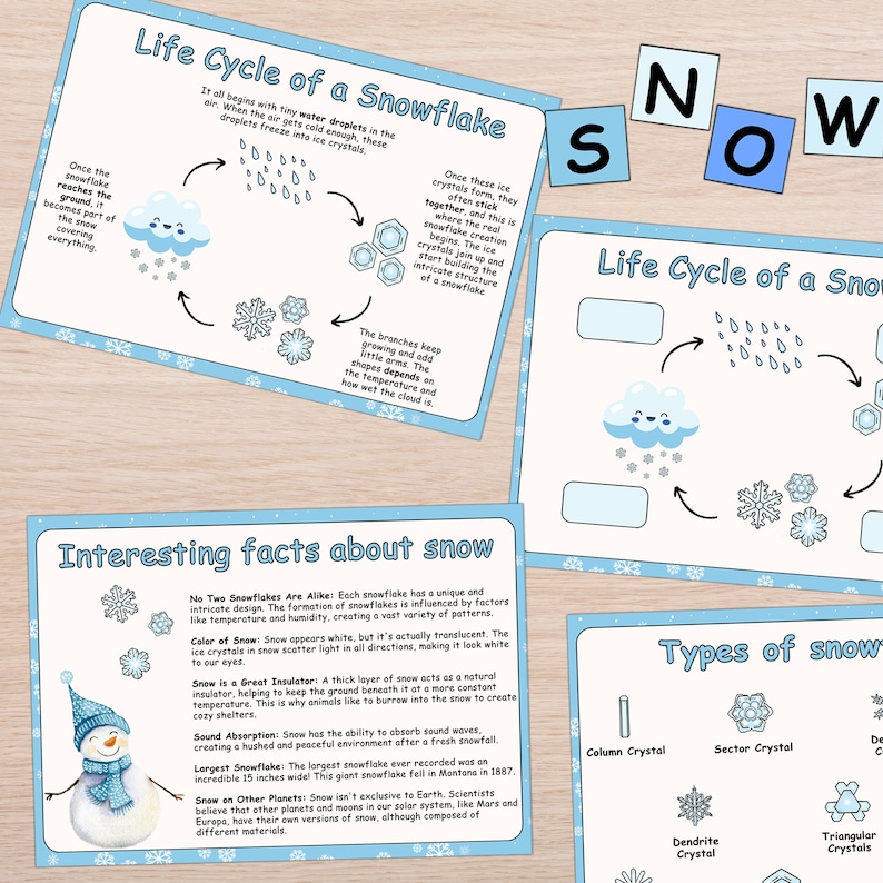 Snowflake Printable Winter Lesson Kids, Snow Unit Interactive Study ...