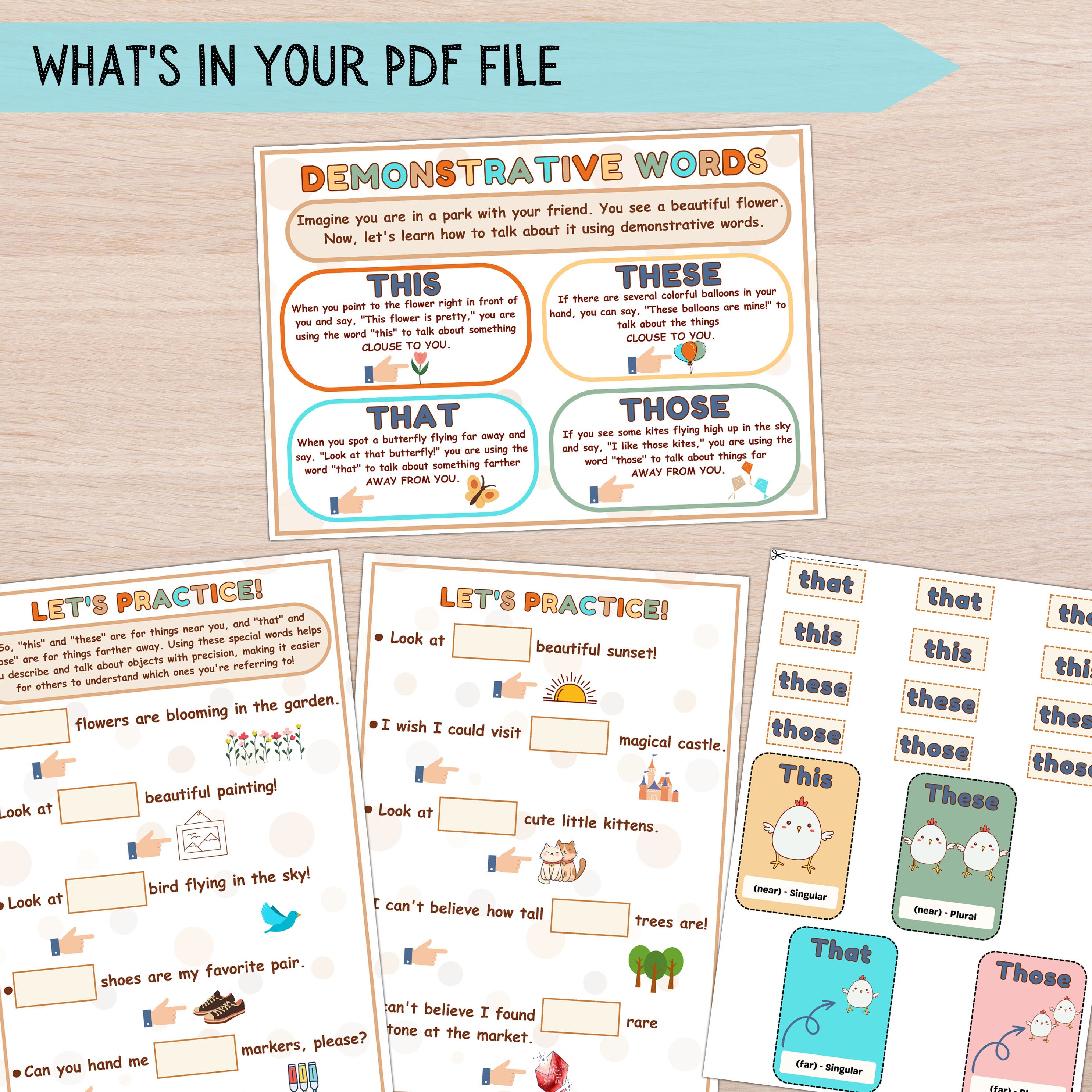 Demonstrative Pronouns Grammar Activity: This That These Those ...