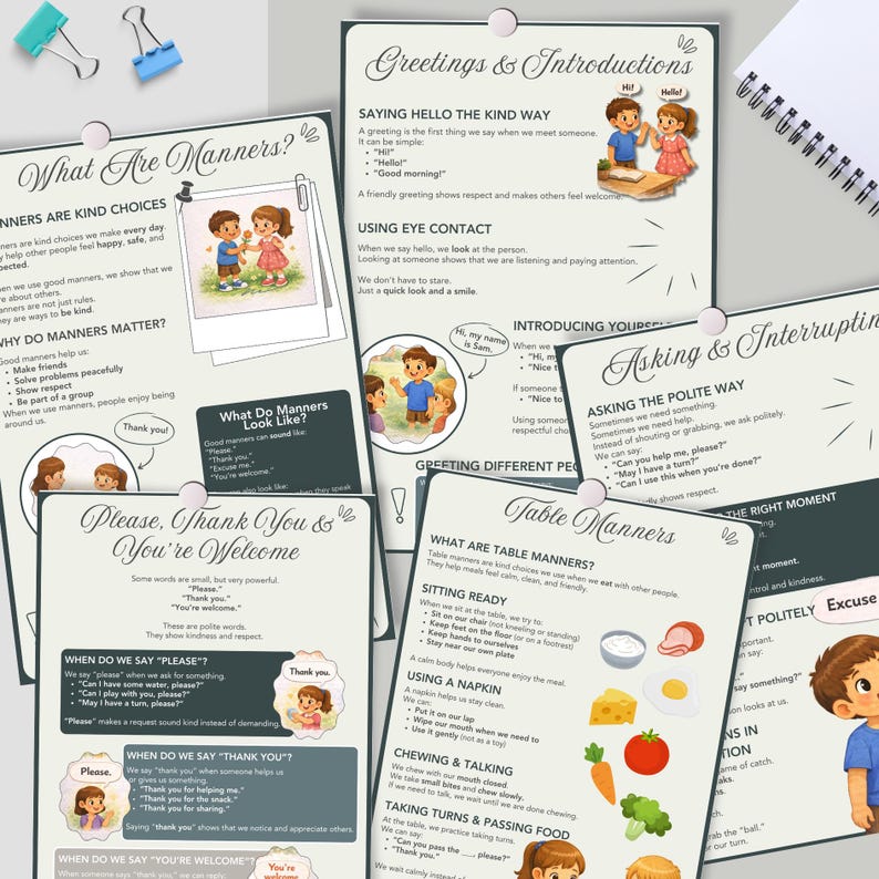 Good Manners Unit Study for Kids Printable | Social Skills Activities ...